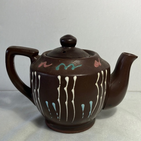 Kitchen | Vintage Redware Hand Painted Moriage Abstract Teapot Japan ...